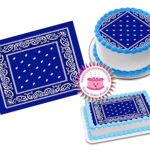 Bandana Blue Paisley Print Edible Image Icing Frosting Sheet #BAN-1 ...
