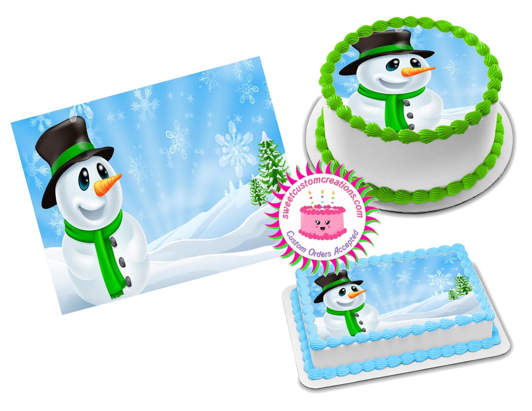 Snowman Christmas Edible Image Icing Frosting Sheet 128 Topper 70 Sizes ...