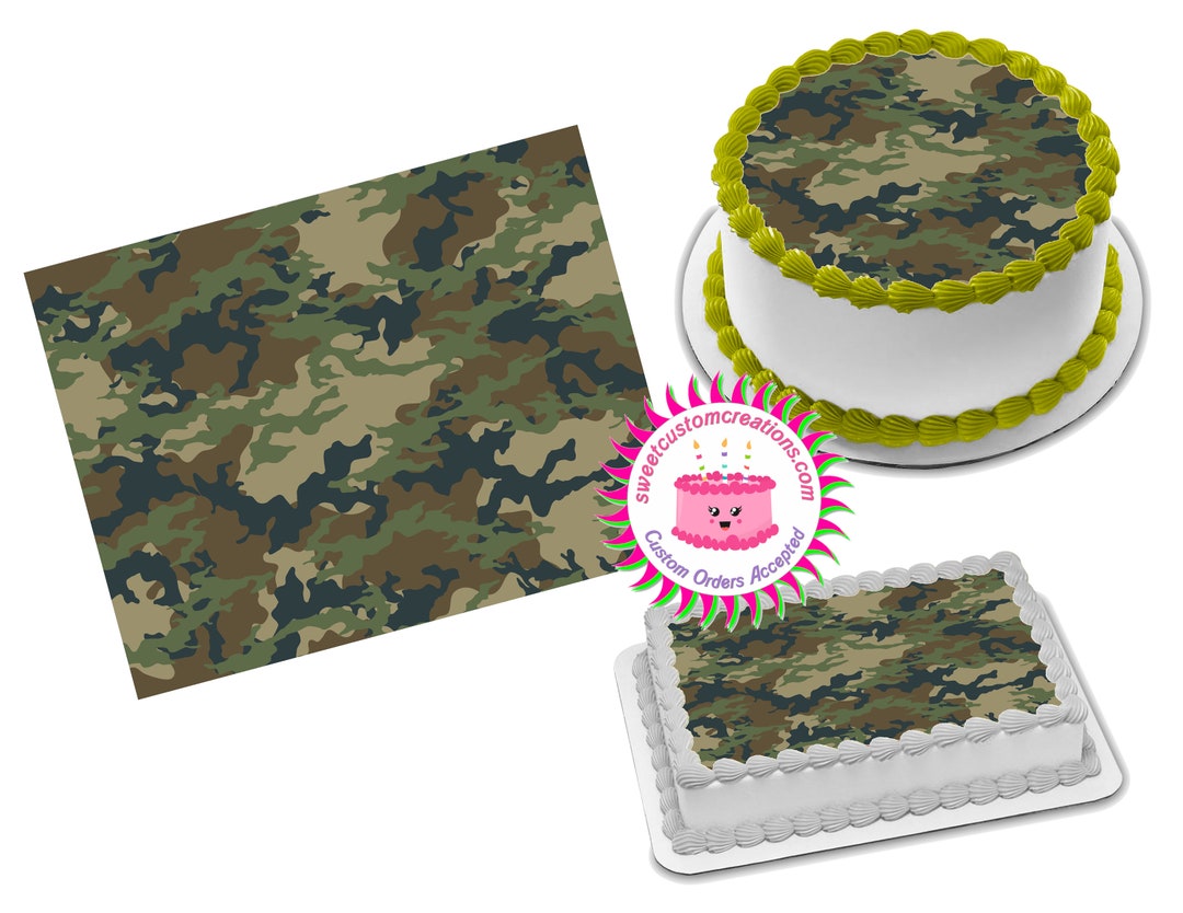Camouflage Camo Print Edible Image Icing Frosting Sheet #CAM-3 Topper ...