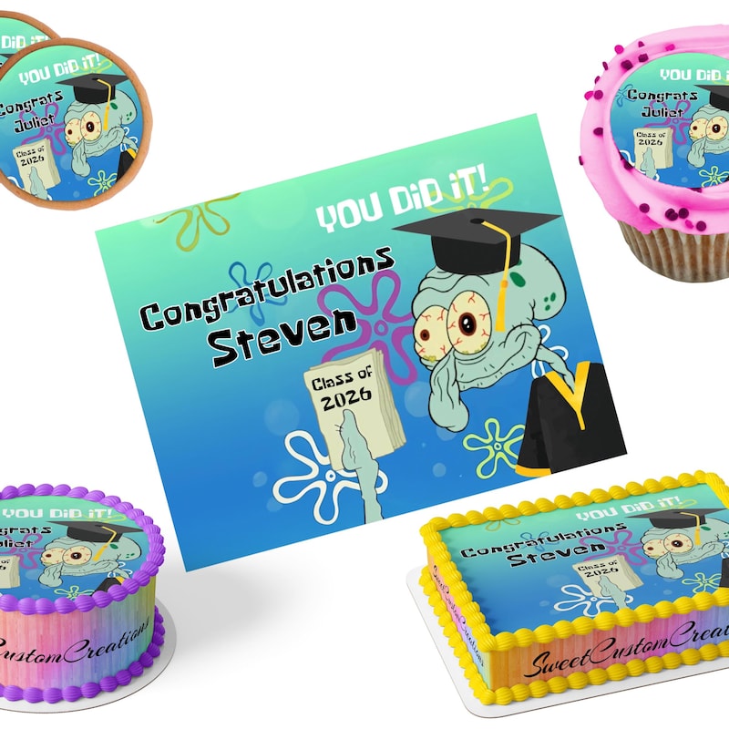 Squidward Graduation Cake - Etsy