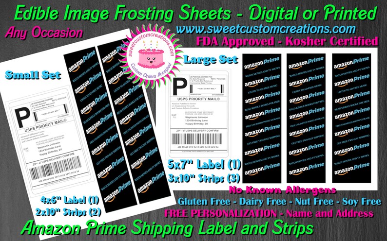 Amazon Prime Shipping Label and Strips Edible Image Icing - Etsy