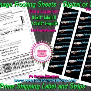 Amazon Prime Shipping Label and Strips Edible Image Icing Frosting ...