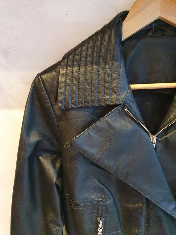 M Vintage Leder Jacke schwarz, 80s 90s - Gem