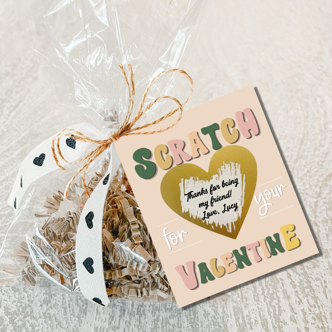 Scratch off Message Heart Valentine, Boho Class Valentine, Personal ...