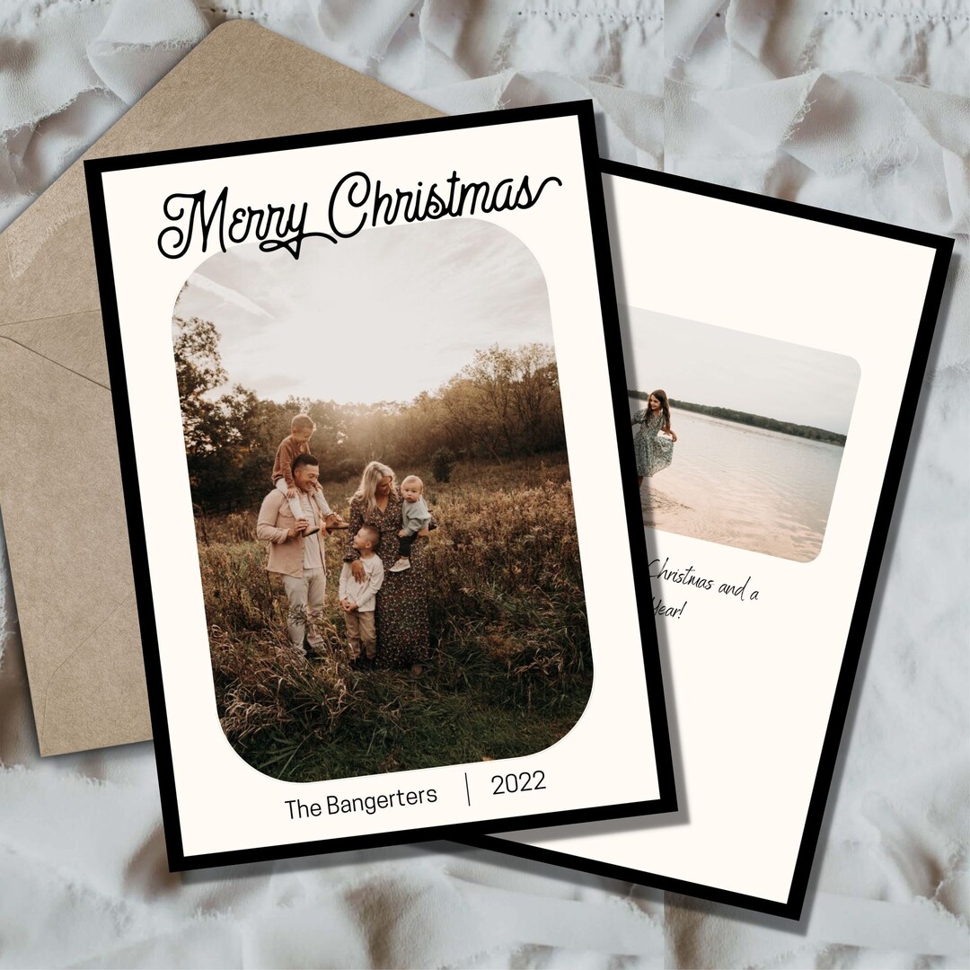 Black and White Minimalist Card Template, Modern Christmas Card ...
