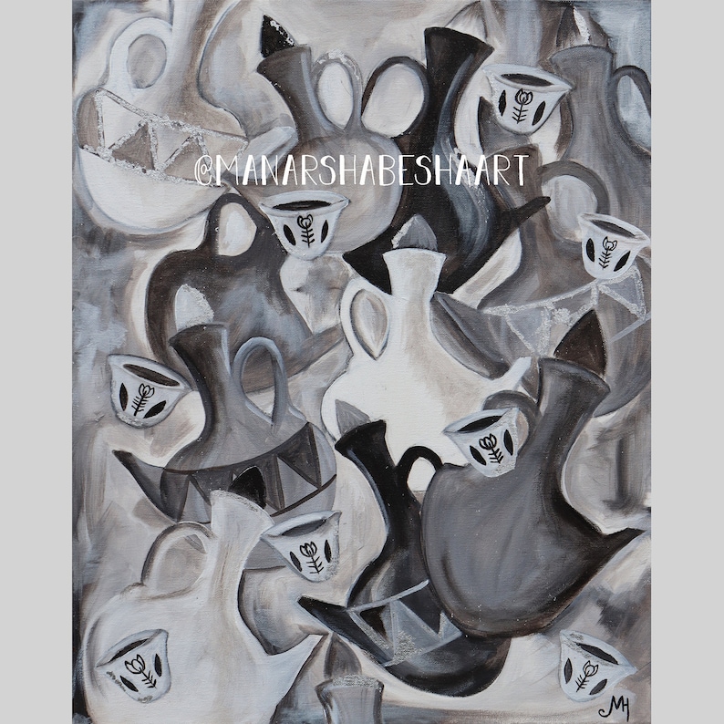 DIGITAL - Jebena - Gray Scale - Habesha Style Painting - Home Decor ...
