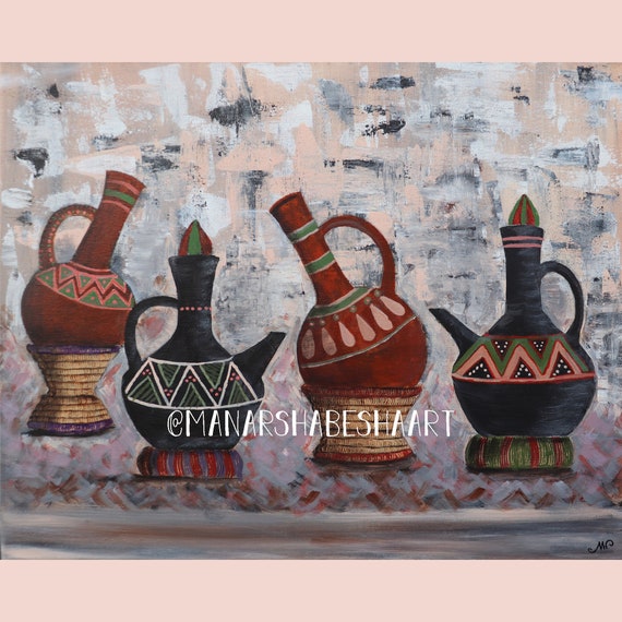 DIGITAL Jebena Four Jabenas Habesha Style Painting | Etsy