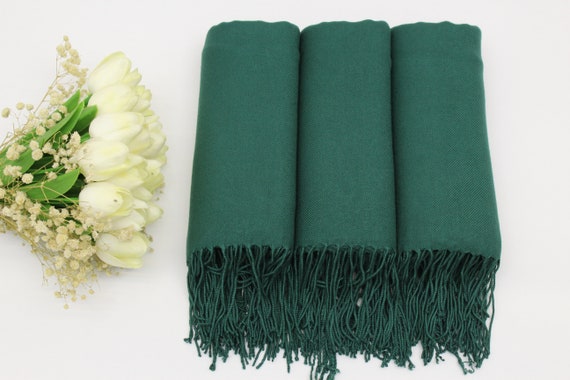Forest Green Pashmina Shawl Personalized Bridesmaid Shawl - Etsy
