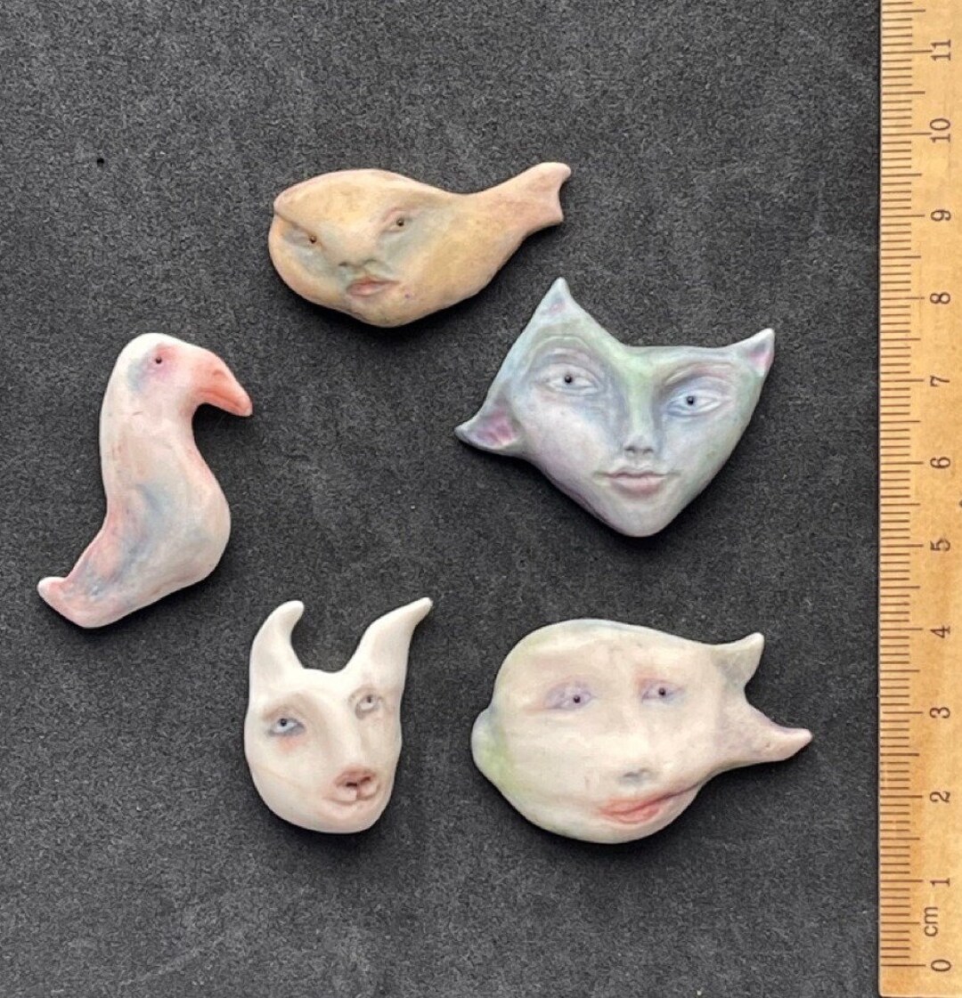 Bird Bunny Anthropomorphic Fish Cat Polymer Clay Cabochons - Etsy