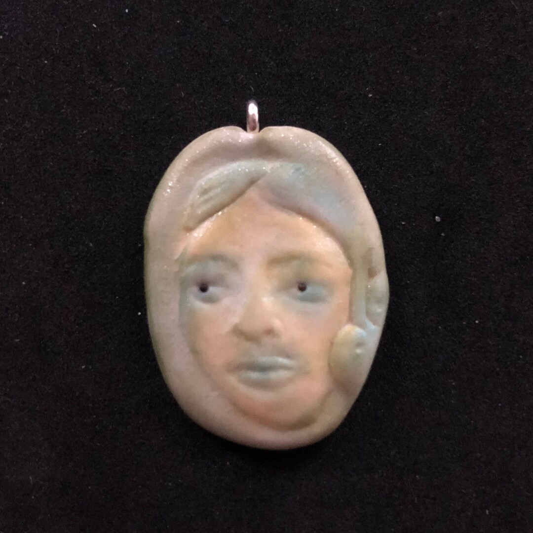 Polymer Clay Female, Woman, Lady, Girl Face Pendant, Handmade Charm ...