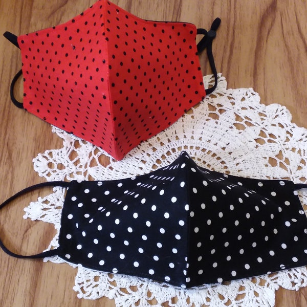 Black and White Polka Dot Face Mask - Etsy