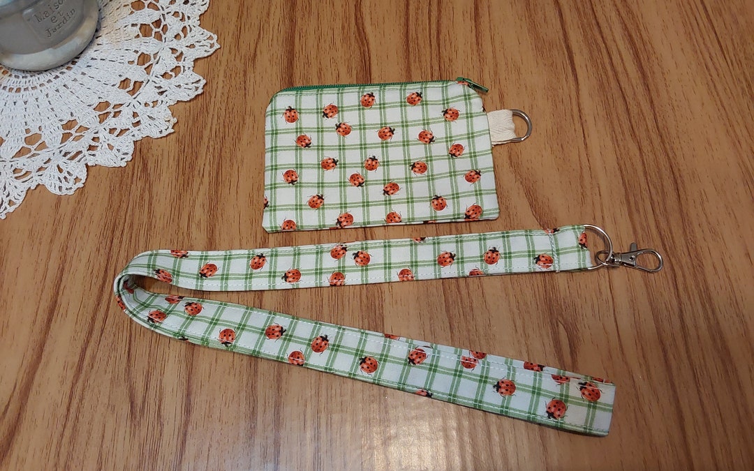 Handmade Cotton Lanyard and Coin Purse Set, Ladybug Print - Etsy