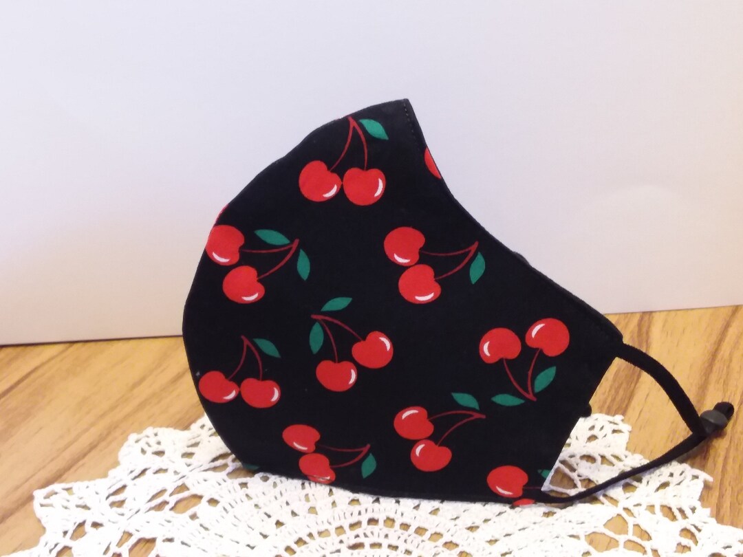 Cherry Print Fabric Mask, 3 Different Sizes, Face Mask, Washable Mask ...