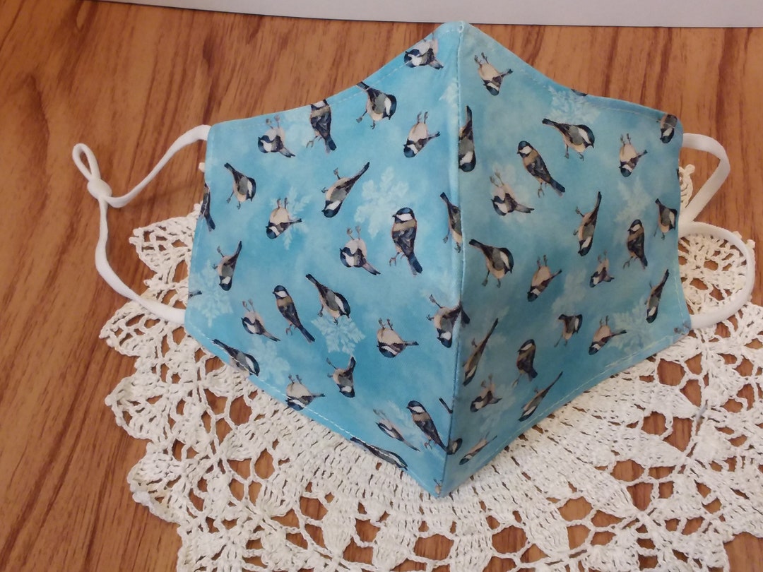 Birds on Blue Fabric Small Birds Adult Mask Face Mask - Etsy