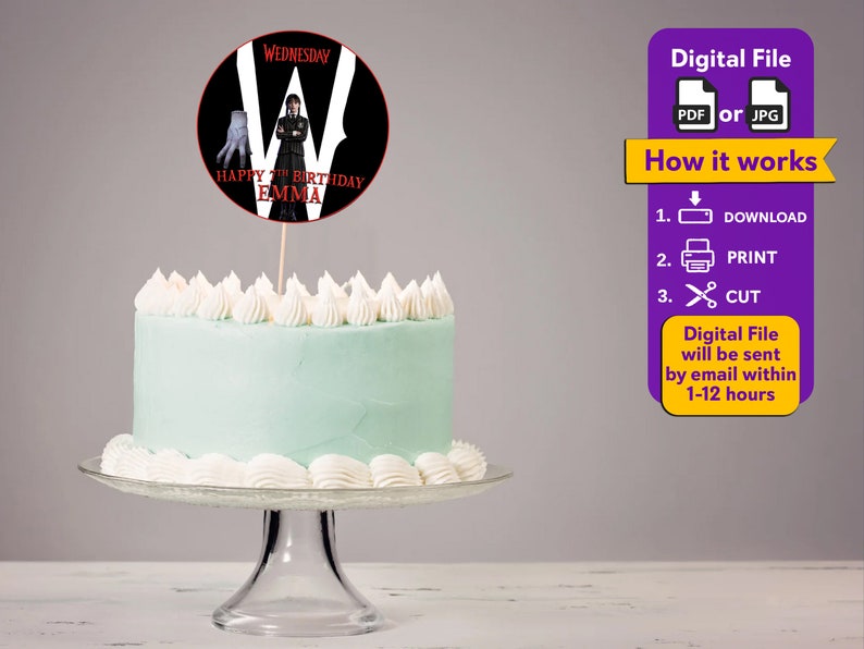 Wednesday Addams Printable Cake Topper Wednesday Addams - Etsy