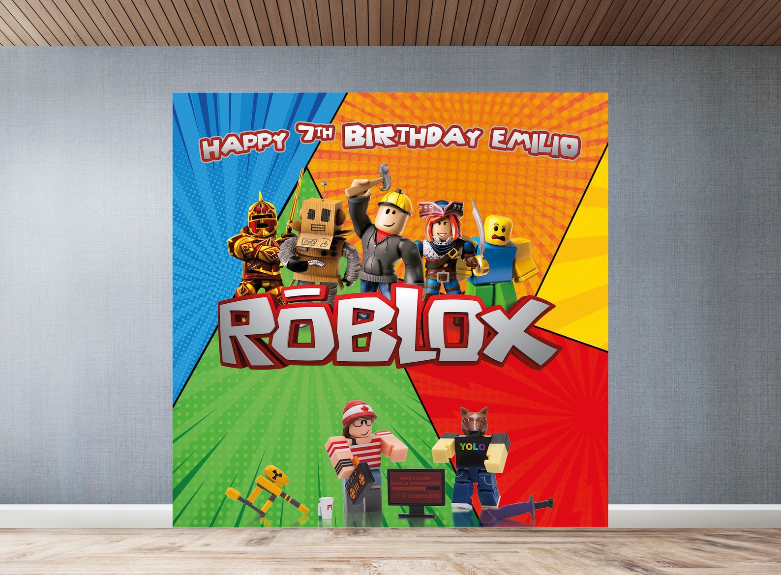 Roblox Birthday Backdroproblox Birthday Bannerroblox | Etsy