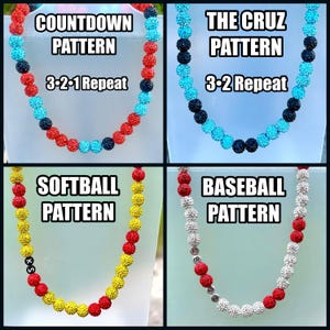 Custom Baseball Sparkle Beaded Necklace Bro Beads Baseball Rhinestone ...