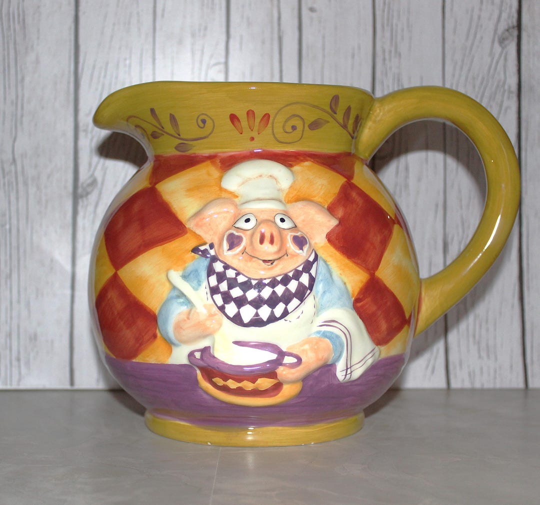 Ceramic Chef Pig Pitcher - Etsy