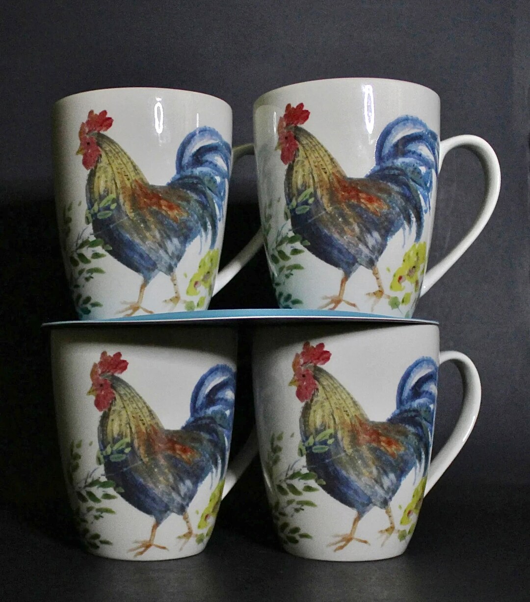 Paula Deen Garden Rooster Mugs set of 4 - Etsy