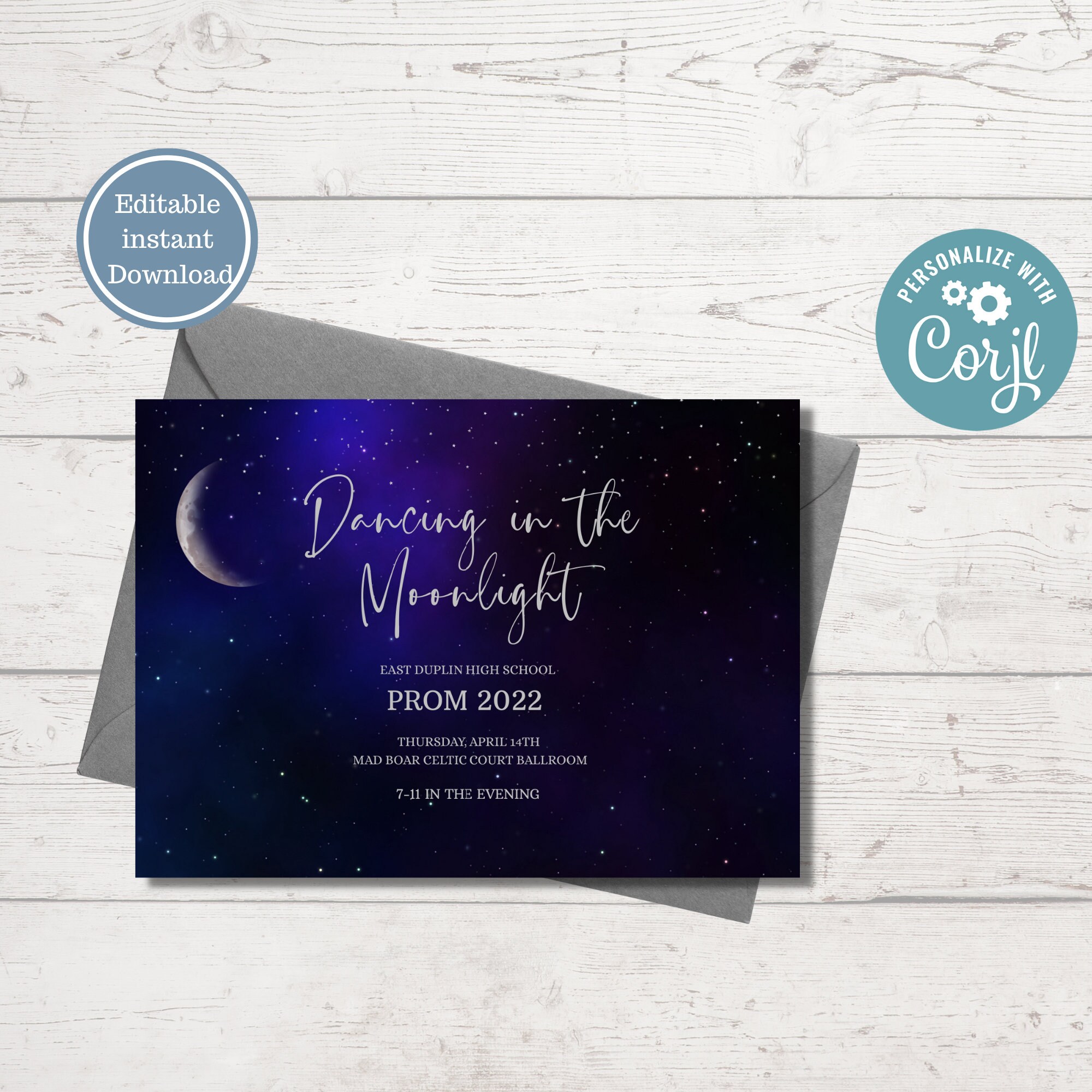 Dancing in the Moon Prom Invitation, Starry Night Prom Invitation, Prom ...