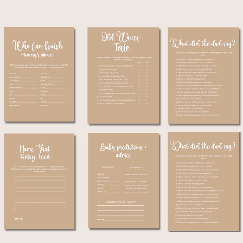 Beige Baby Shower Games Bundle Printable Beige Baby Shower - Etsy