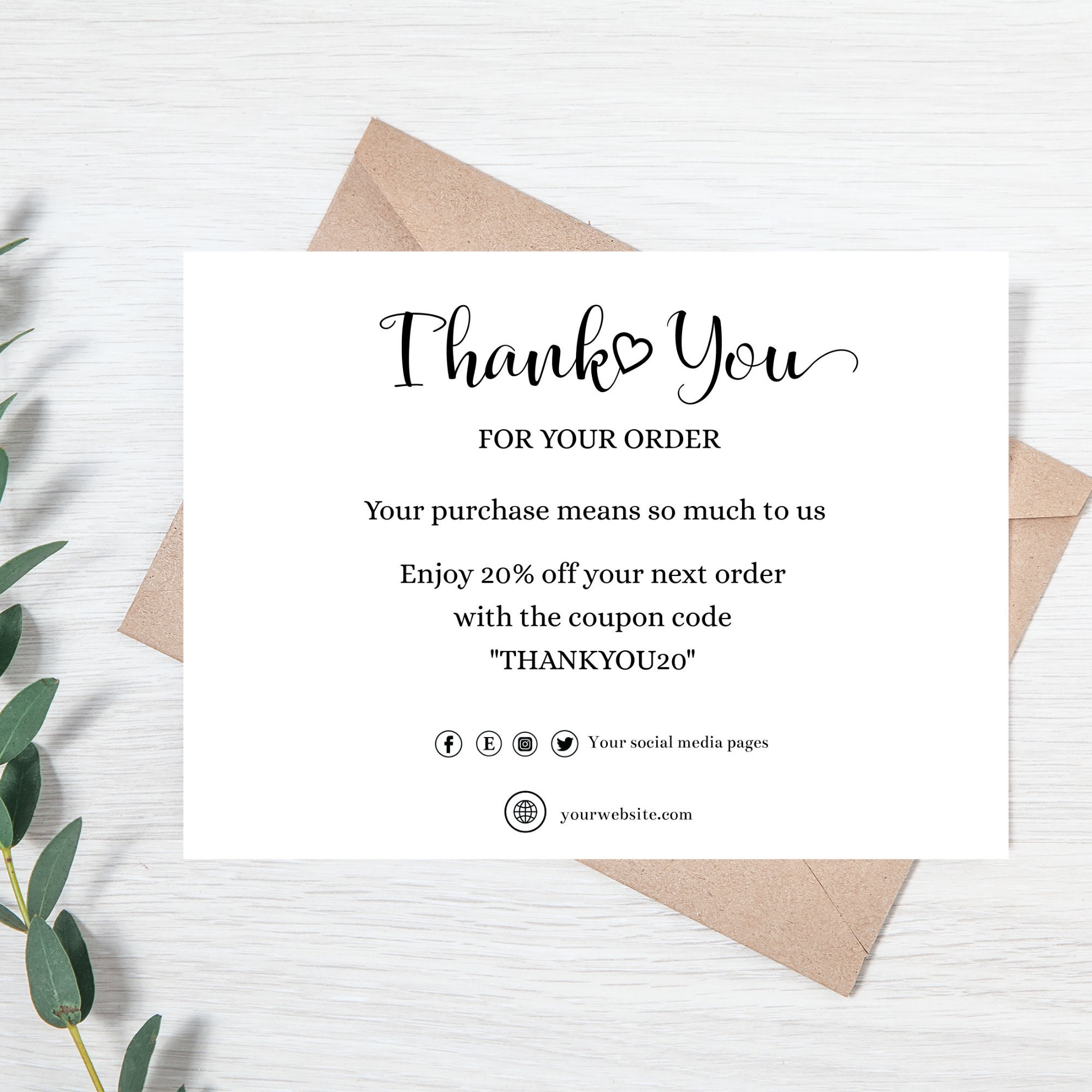 Thank You for Your Order Cards, Thank You for Your Purchase Cards ...