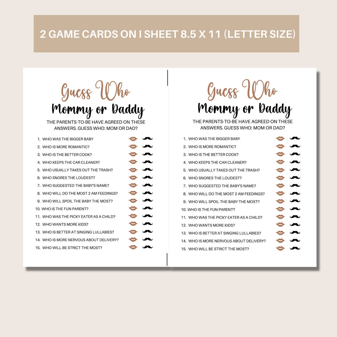 Guess Who Baby Game, Mom or Dad, Mommy or Daddy Guess Who Baby Game ...