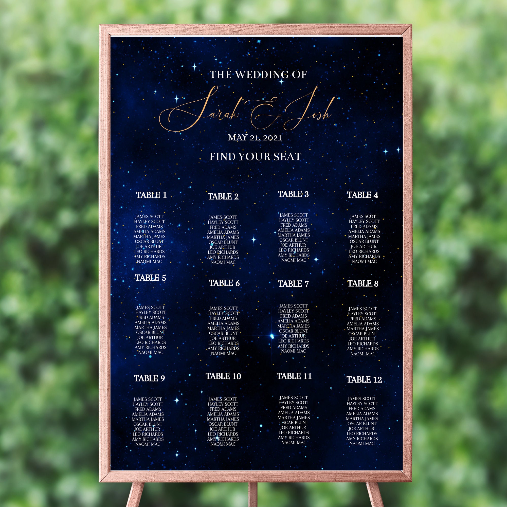 Starry Night Seating Chart Celestial Wedding Seating Chart - Etsy
