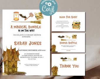 Editable Wizard Baby Shower Invitation Magic Baby Shower Invite Magical ...