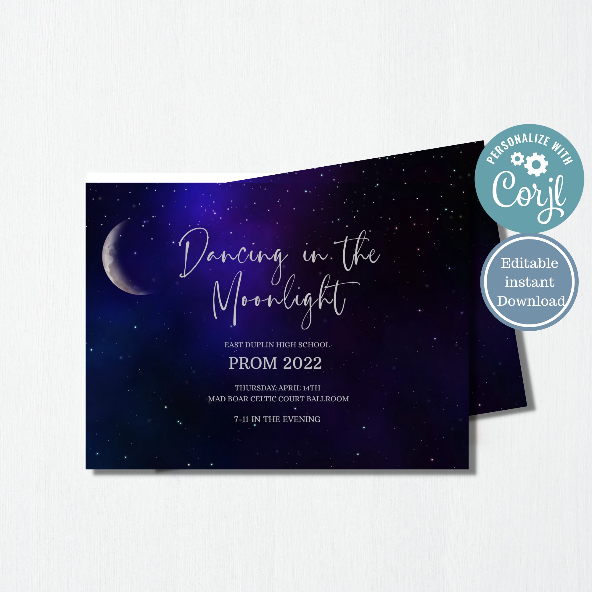 Dancing in the Moon Prom Invitation, Starry Night Prom Invitation, Prom ...