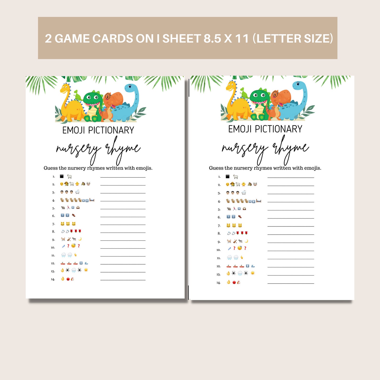 Dinosaur Baby Shower Games, Dino Baby Shower Games Bundle, Wild Animals ...