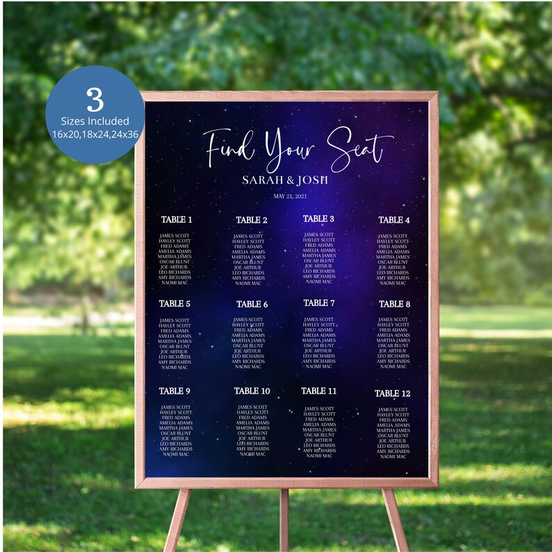 Starry Night Wedding Seating Chart, Celestial Wedding Seating Chart ...