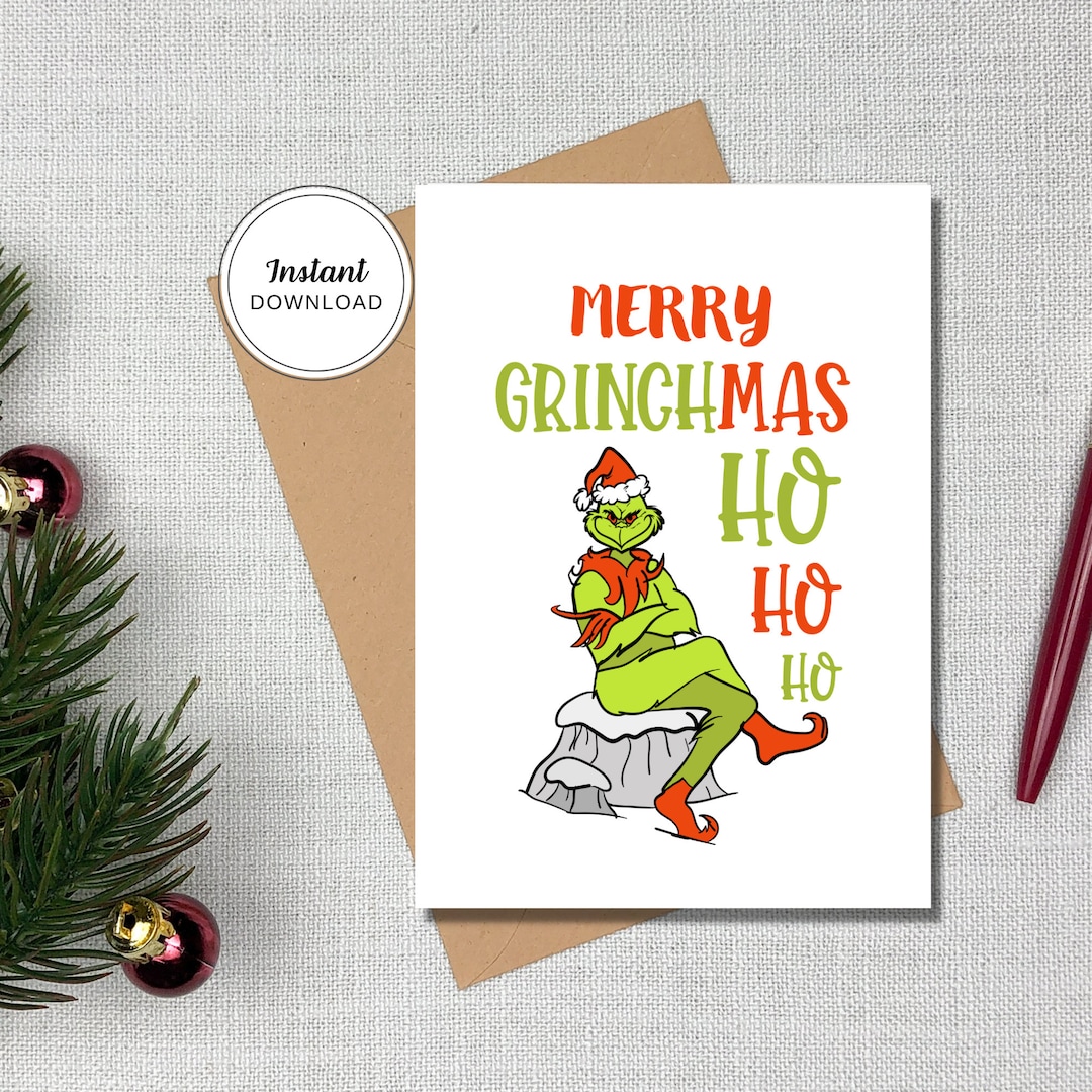 Merry Grinchmas Christmas Card, Grinch Christmas Card, Merry Christmas ...