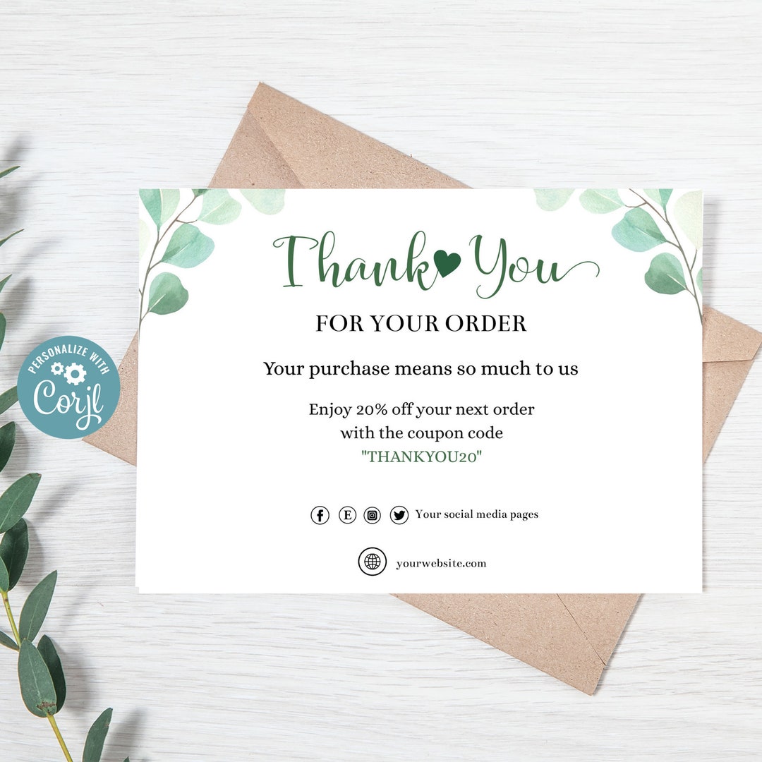 Thank You for Your Order Cards, Thank You for Business Cards, Order ...