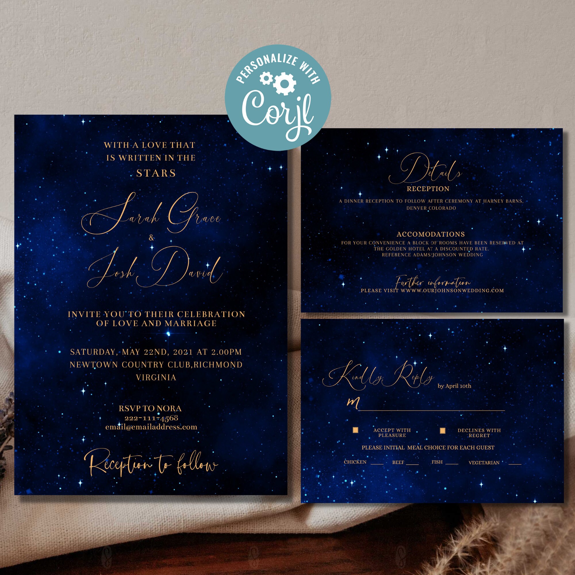 Starry Night Wedding Invitation Celestial Wedding Invitation - Etsy