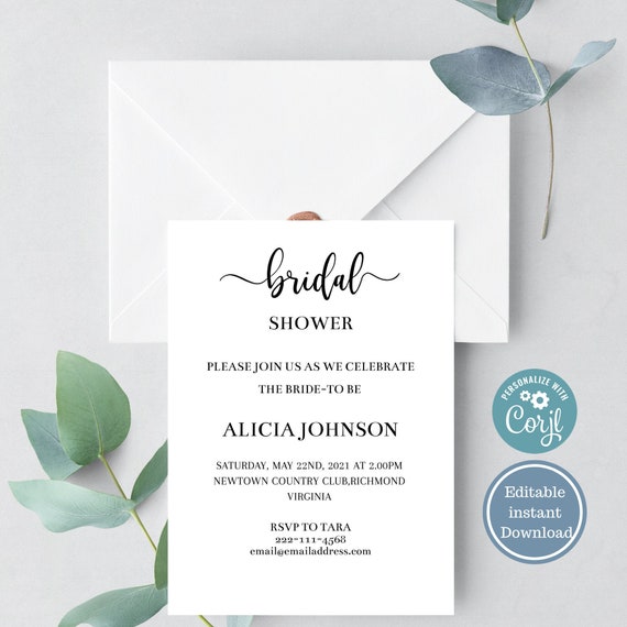 Simple bridal shower invitation, Minimalist Bridal Shower Invitation ...