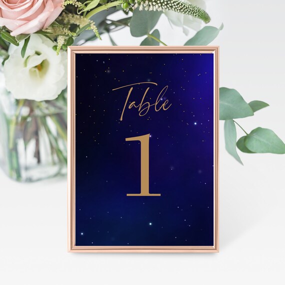 Celestial Table Numbers Sign Template, Starry Night Wedding Invitation ...
