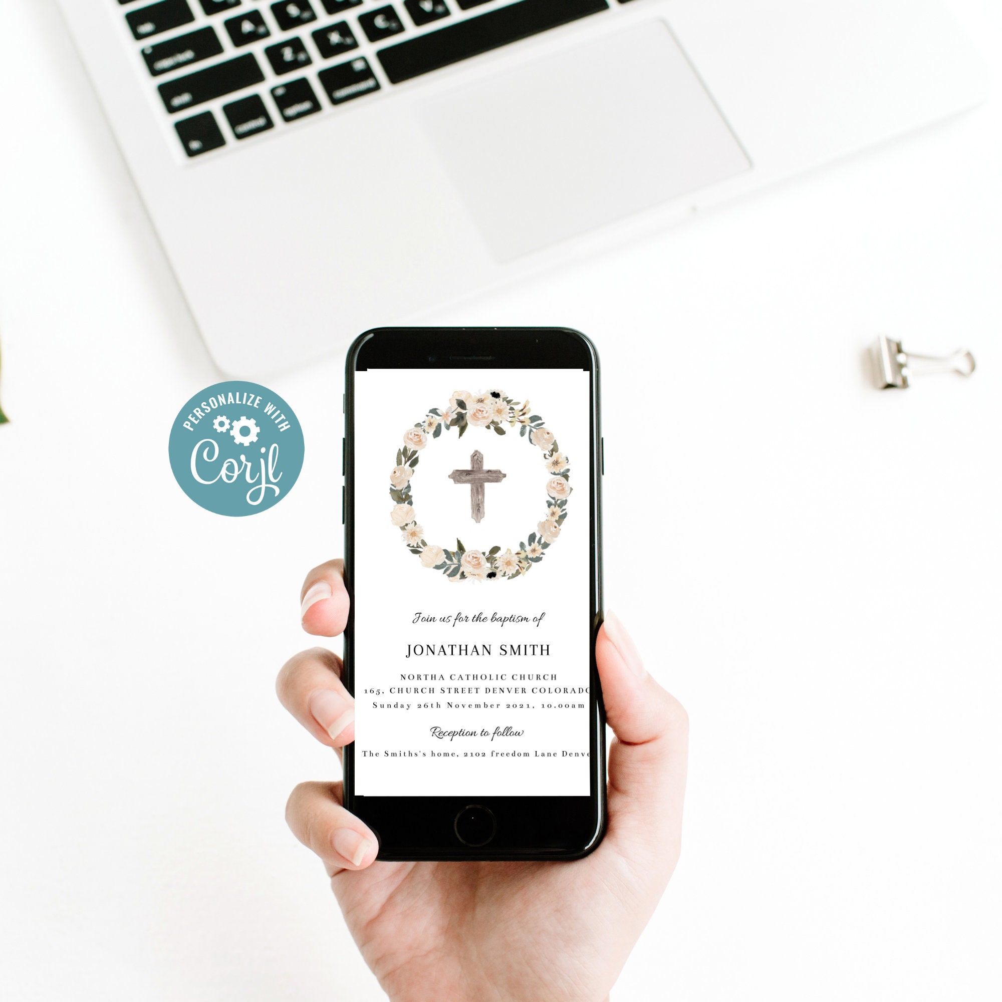 Digital Christening Invitation , Electronic Baptism Invitation ...