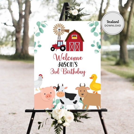Farm Animal Welcome Sign, EDITABLE Farm animals sign, Farmyard Animals ...