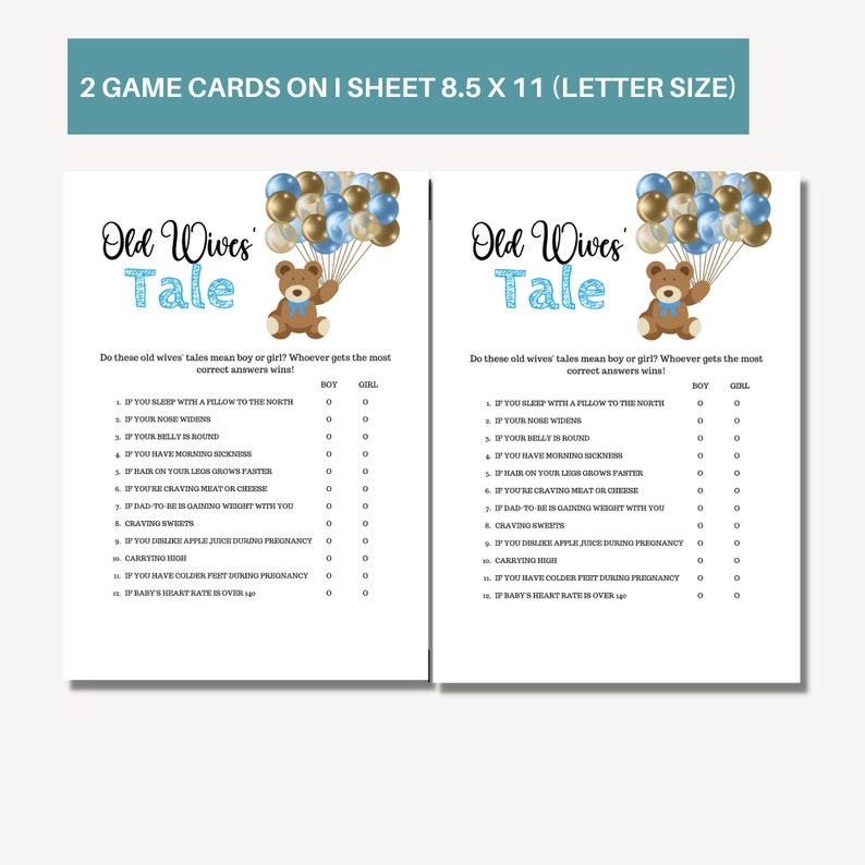 Teddy Bear Baby Shower Games Boy Baby Shower Game Bundlebear | Etsy UK