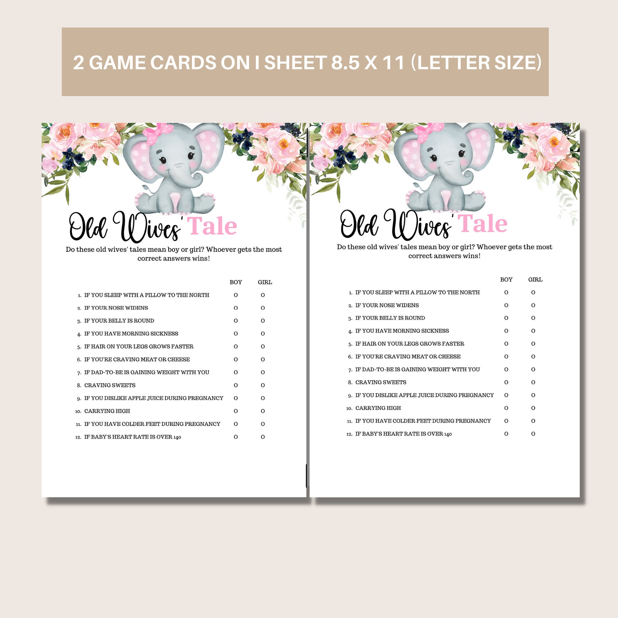 Elephant Baby Shower Games Pink Elephant Girl Baby Shower - Etsy