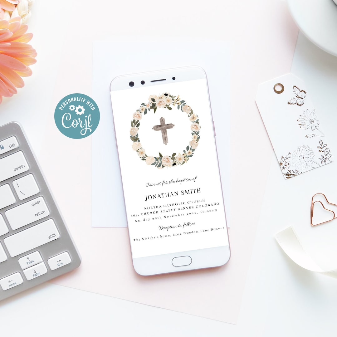 Digital Christening Invitation , Electronic Baptism Invitation ...