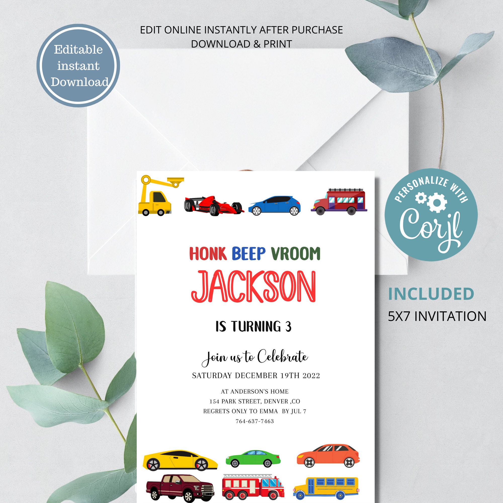 Transportation Birthday Invitation Truck Birthday Invitation - Etsy
