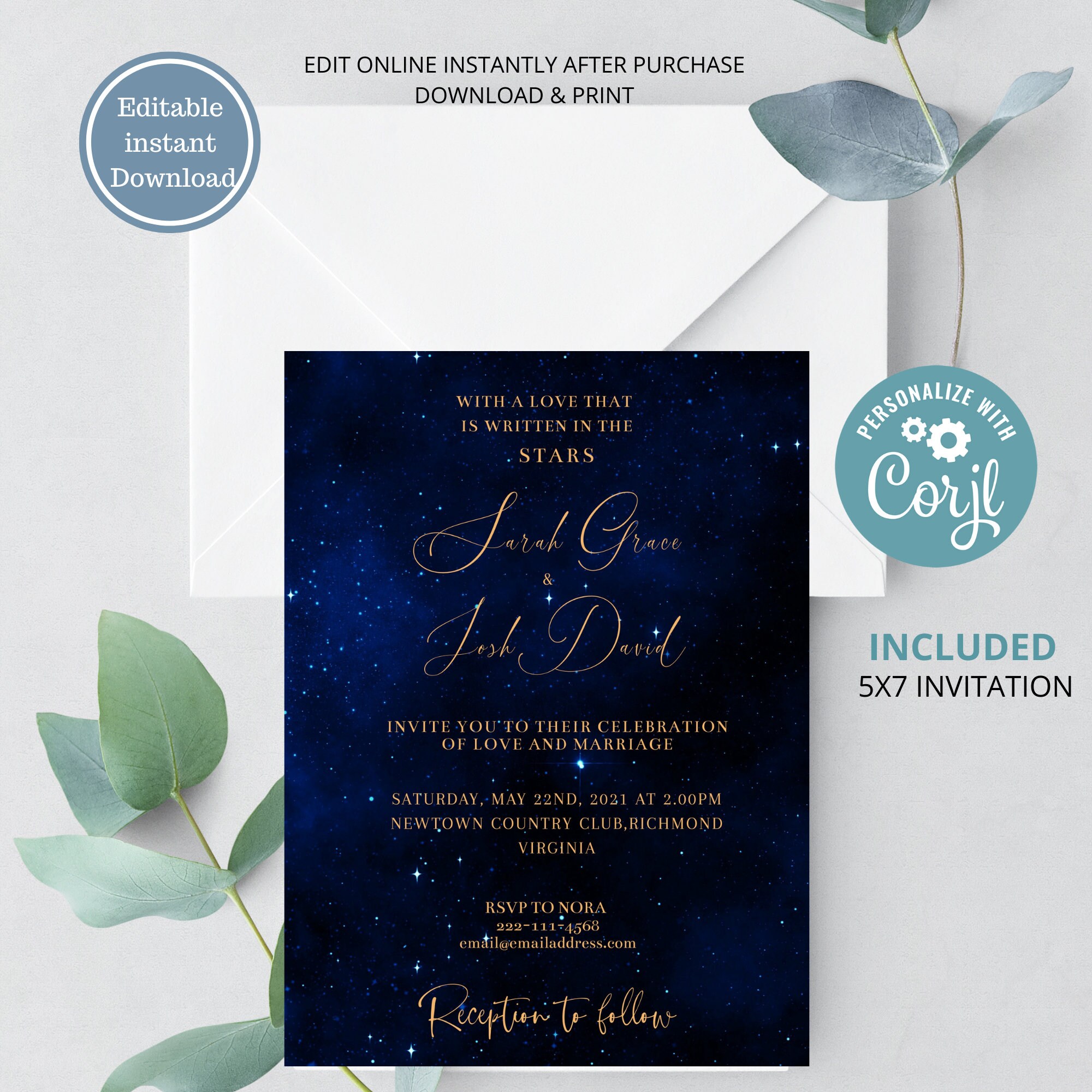 Starry Night Wedding Invitation Celestial Wedding Invitation - Etsy