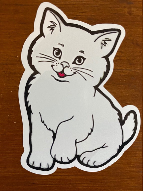 Electronics & Accessories White Cat Sticker Cute Kitty Ultra HD Decals ...