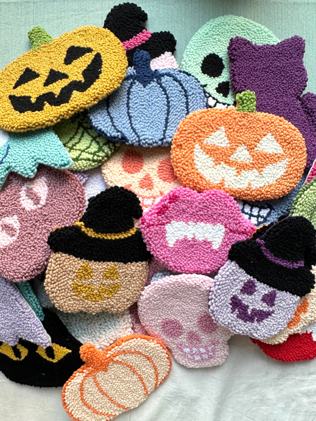 Halloween Punch Needle Coaster/tufted Drink Coaster /punch - Etsy