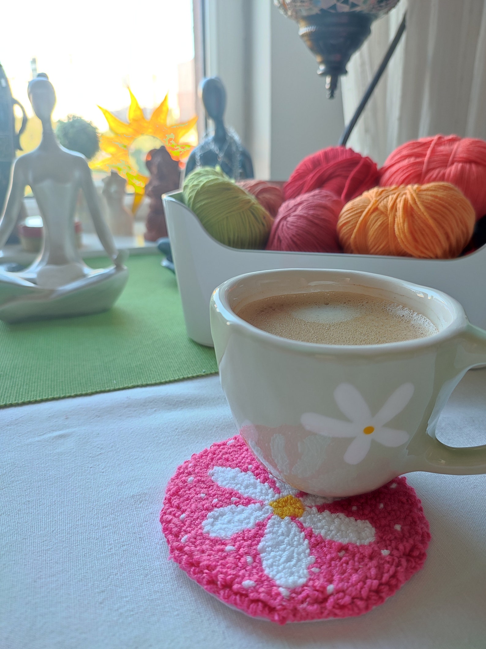 Punch Needle Coaster/tufted Drink Coaster /punch Needle Mug - Etsy