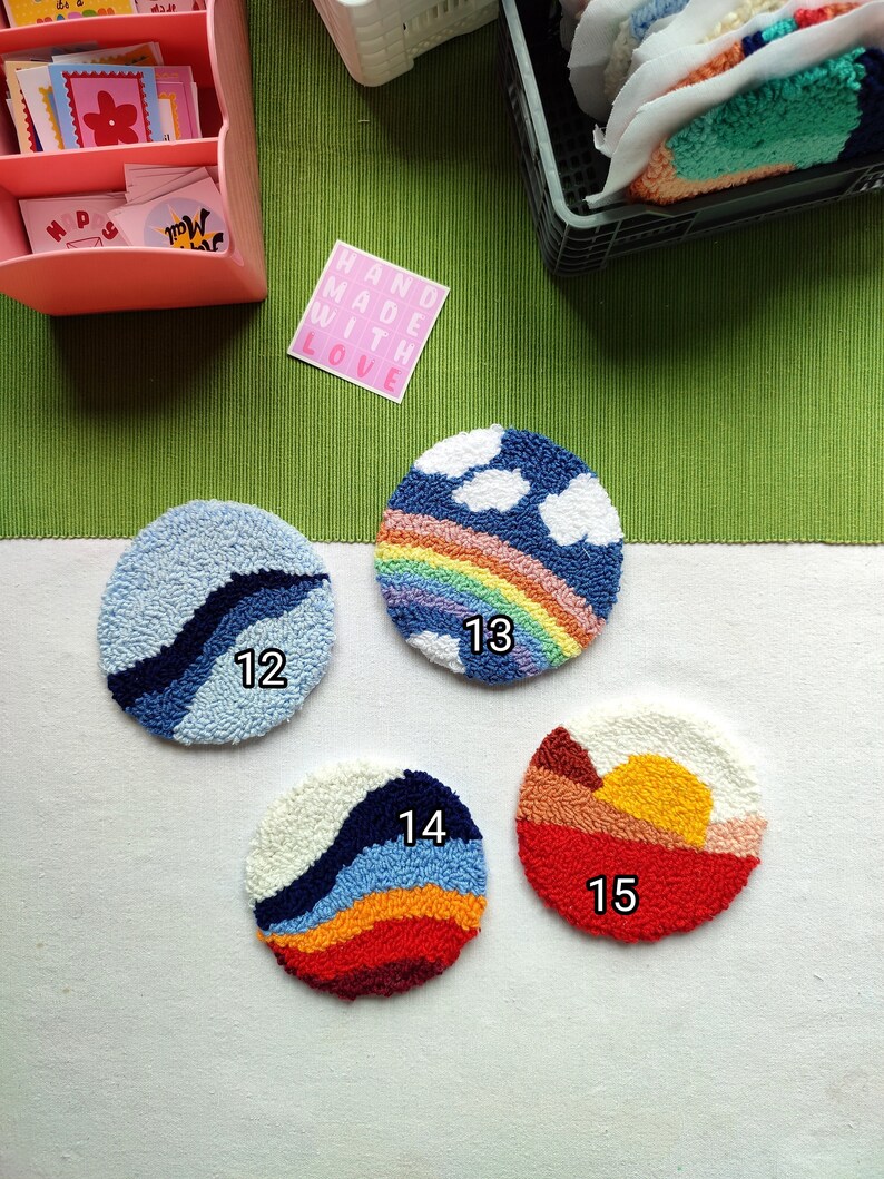 Punch Needle Coaster/tufted Drink Coaster /punch Needle Mug - Etsy