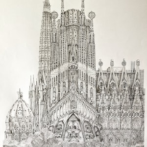 Original Drawing of Basilica De La Sagrada Familia - Etsy