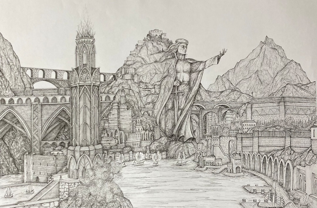 Original Drawing of J.R.R. Tolkien’s Númenor - Etsy